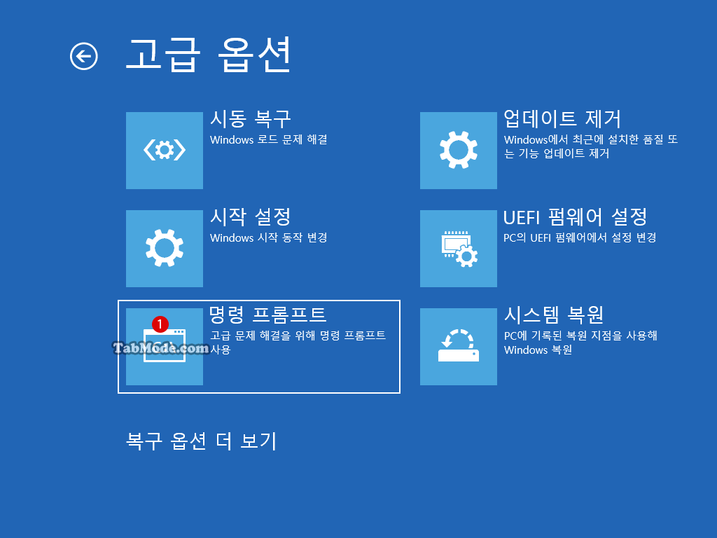 Windows 11 시작할 때 명령 프롬프트 열기 Tabmode